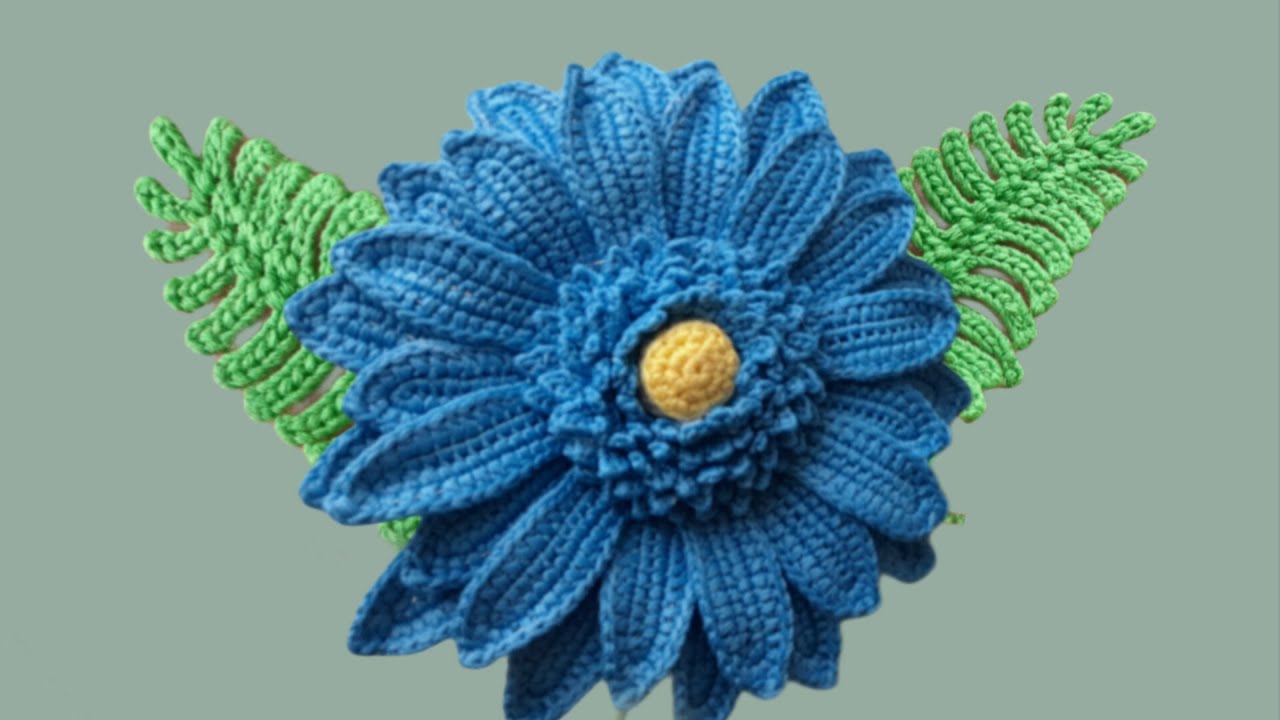 Easy Crochet Blue Gerbera | Beautiful Floral Tutorial ( part 1) - YouTube
