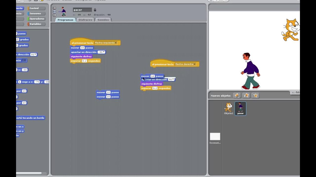 como hacer mover a un personaje de manera realista en scratch - YouTube