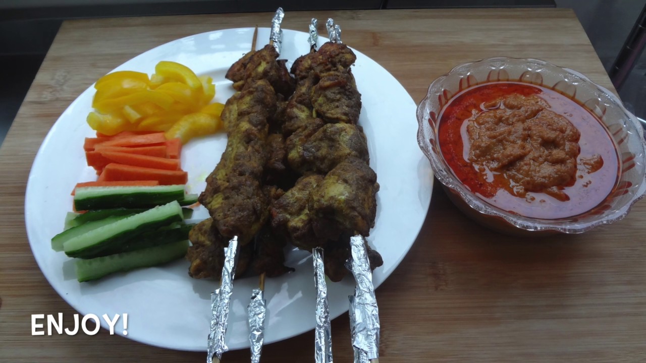 Chicken Satay ( In Oven) with Peanut Sauce - YouTube