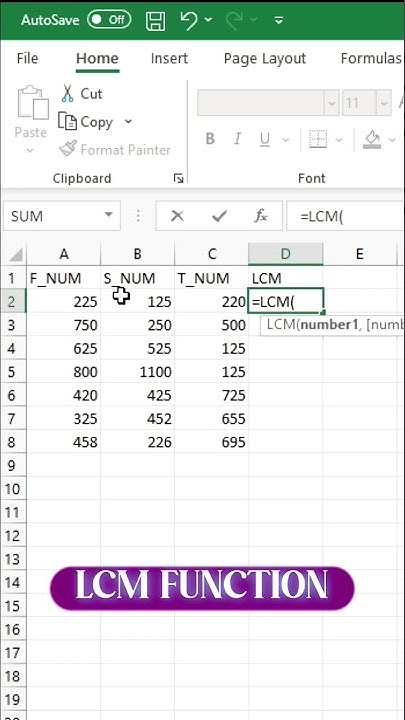 Tutorial of LCM Function in MS Excel | Ms Excel Tutorials - YouTube