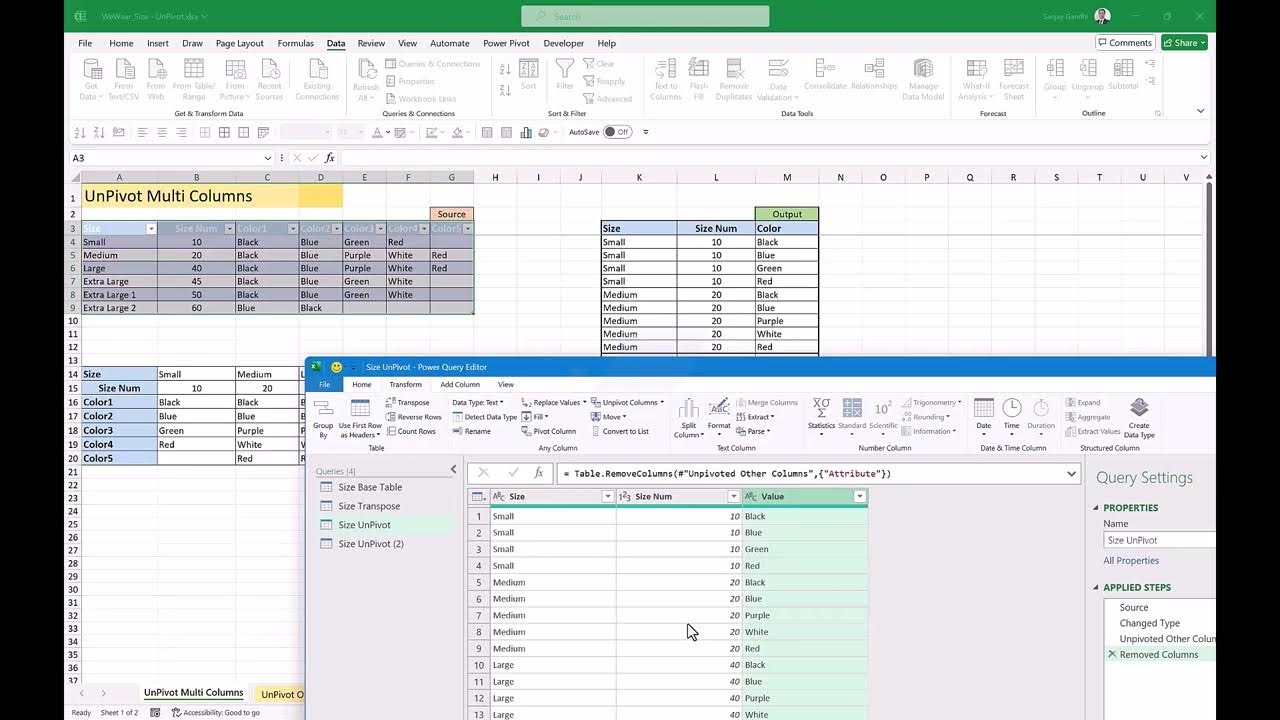 Why UnPivot in Power Query (2 Ways)? Transpose, UnPivot, Pivot. - YouTube