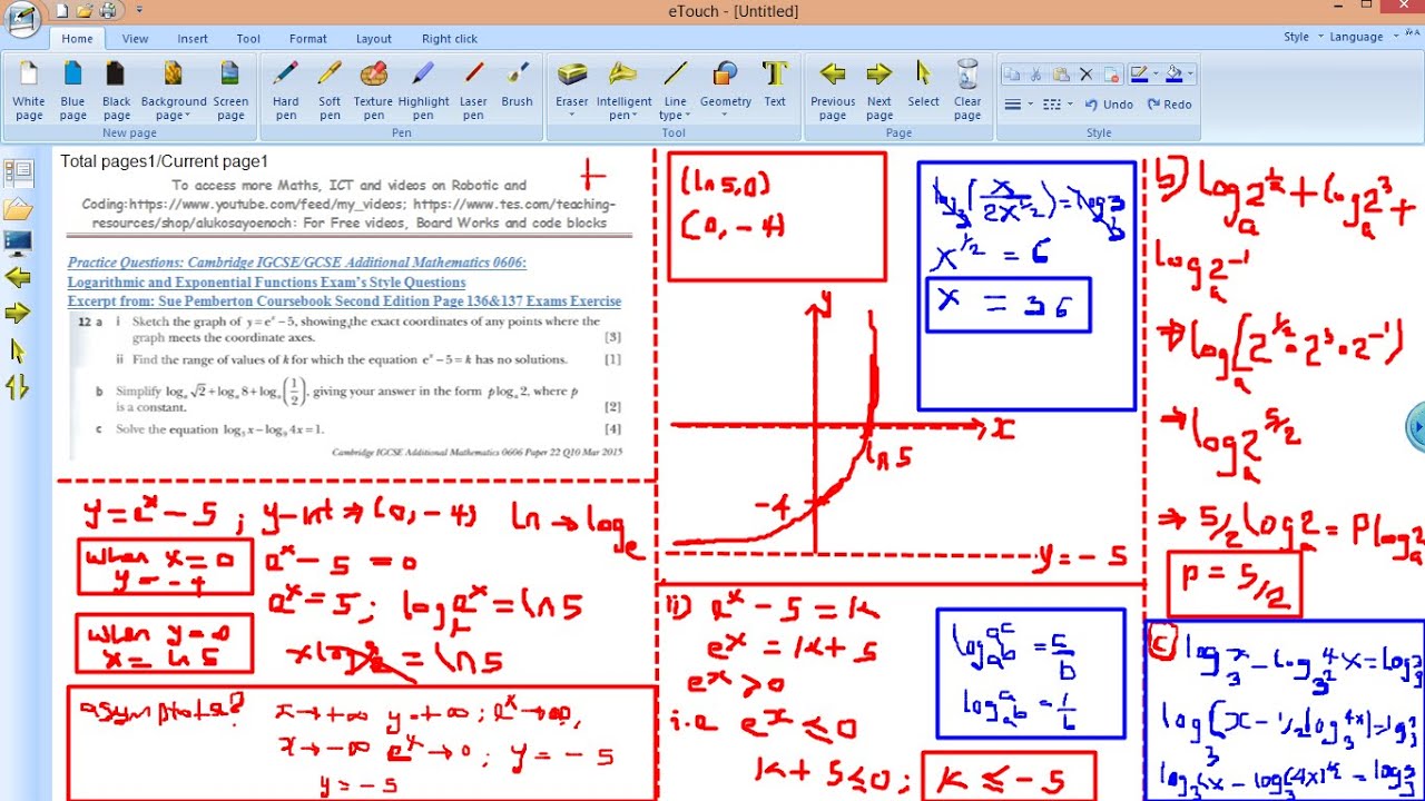 Logarithmic And Exponential Functions Add Maths 0606 GCSE IGCSE AP Logarithmic And Exponential Functions Add Maths 0606 GCSE IGCSE AP