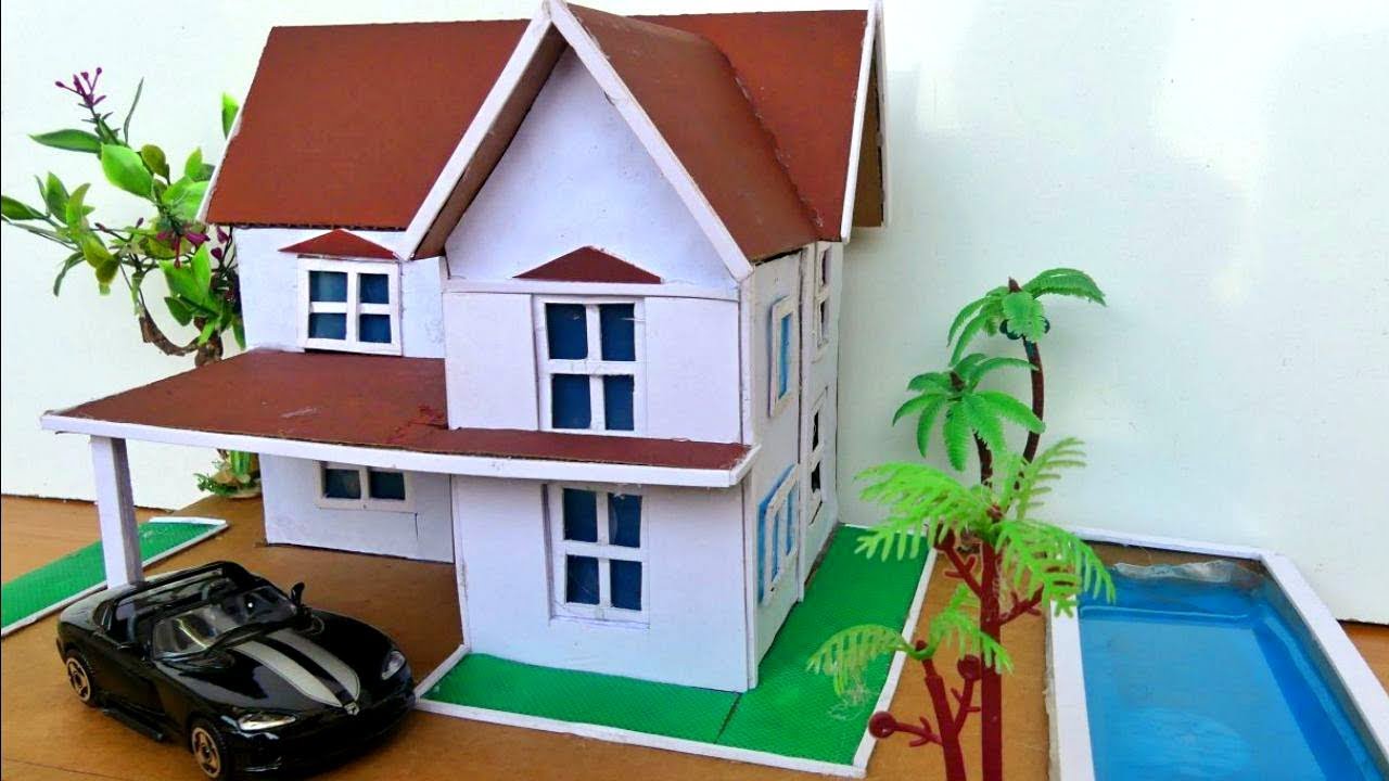 How to make Easy Villa House with Swimming Pool From Cardboard #77 ...