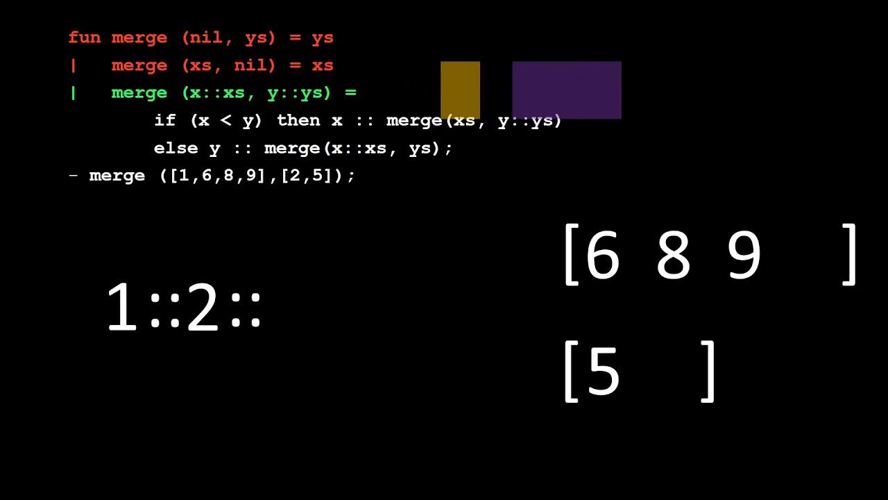 SML (Standard ML) Merge function using patterns. - YouTube
