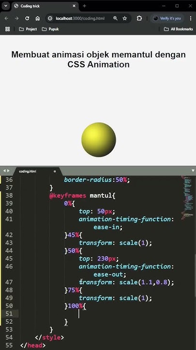Membuat animasi objek memantul dengan css animation #bounce #animation #programming - YouTube