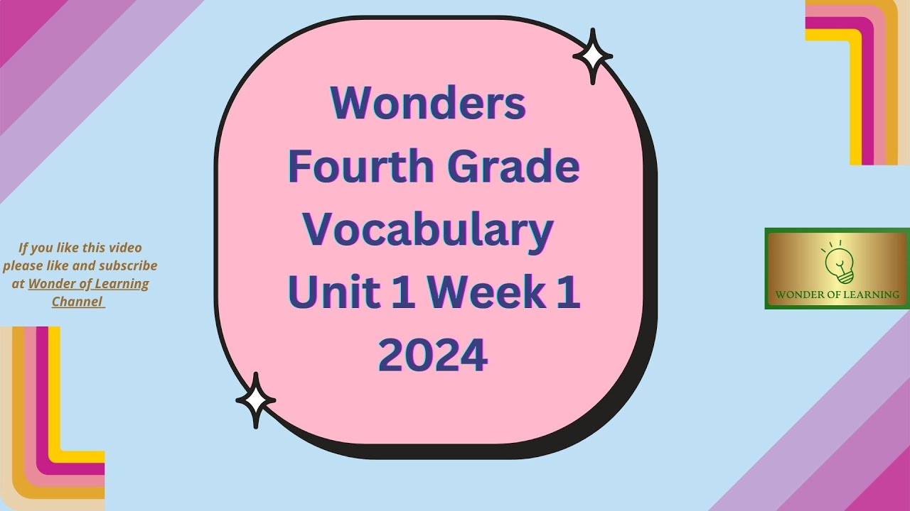 2024 Wonders Grade 4 Vocabulary Unit 1 Week 1 - YouTube