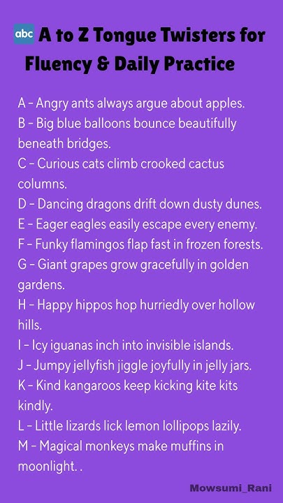 Master A to Z Tongue Twisters for Daily Fluency! 🔤🔥 - YouTube
