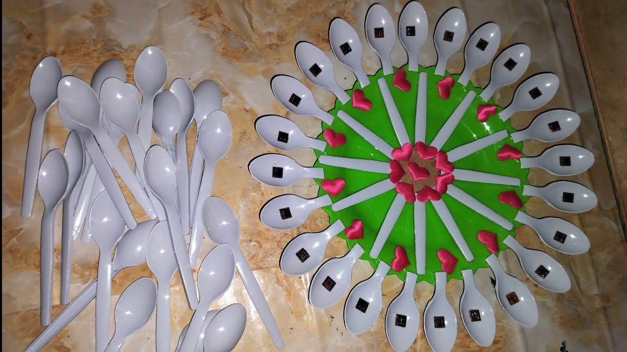 Diy plastic spoon hanging decorations/recycled plastic plate & plastic ...