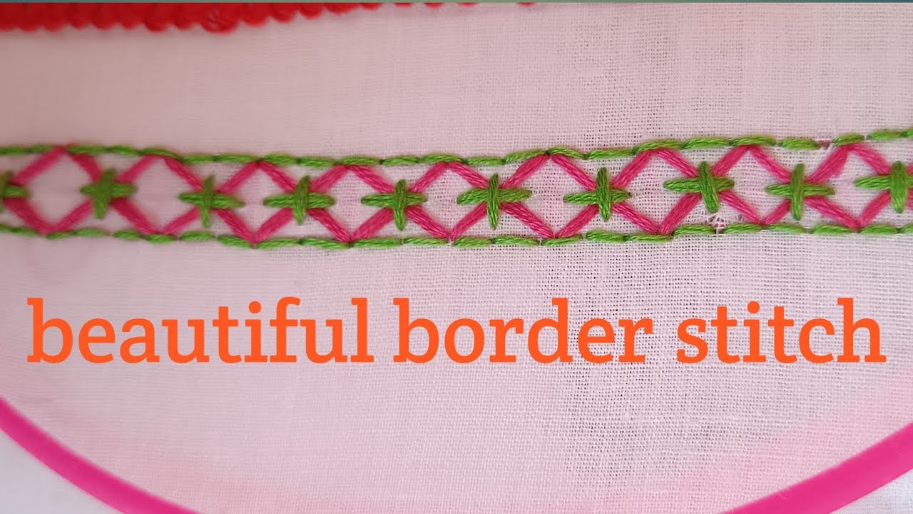 Easy border line hand embroidery - YouTube