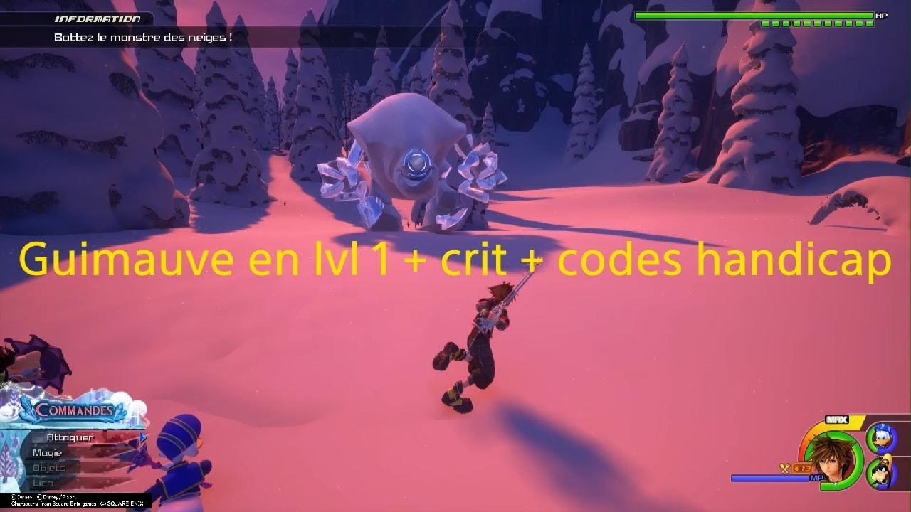 KINGDOM HEARTS Ⅲ Guimauve en lvl 1 + crit + tous les codes handicaps - YouTube