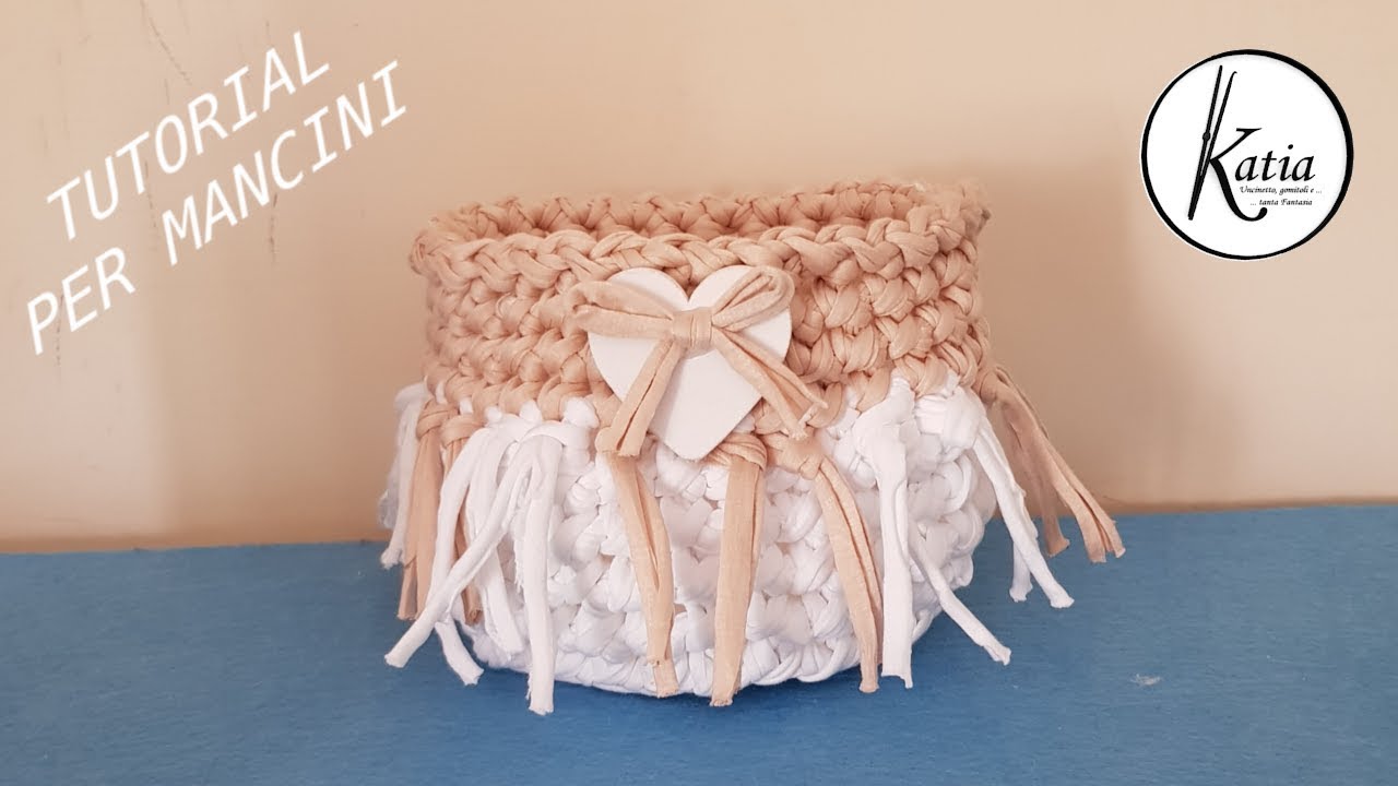 Tutorial uncinetto Cestino fettuccia Shabby chic - YouTube