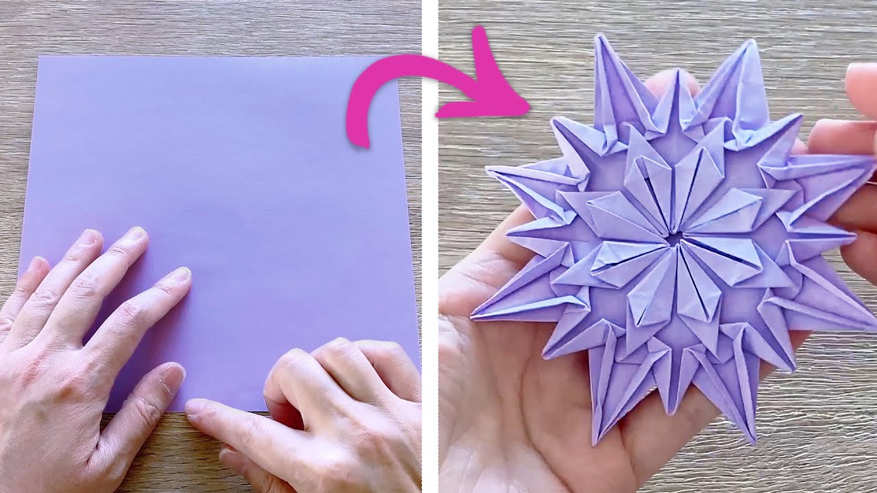 Christmas origami / Origami snowflake made of one sheet of paper and NO ...