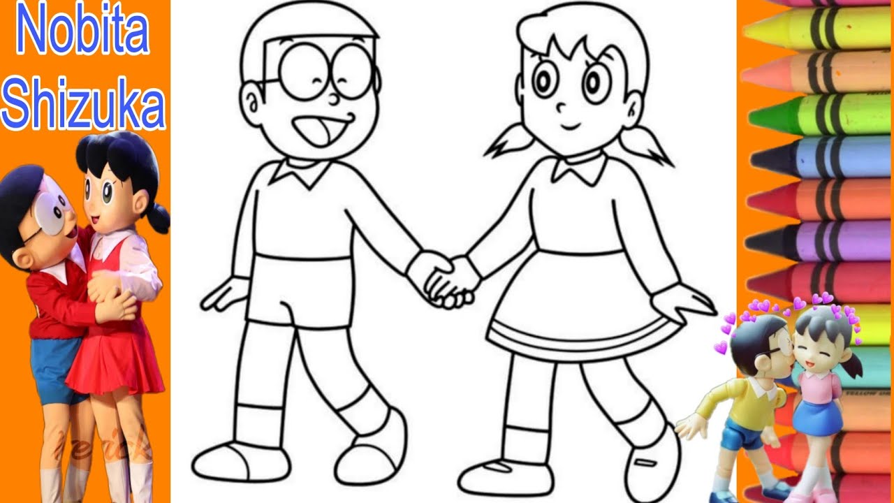 NOBITA AND SHIZUKA | Coloring page/coloring Book/drawing/coloring ...
