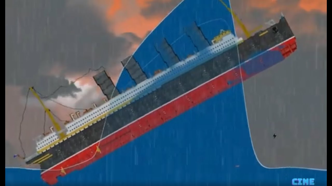 RMS Lusitania being sunk by a giant wave in the Floating Sandbox - YouTube