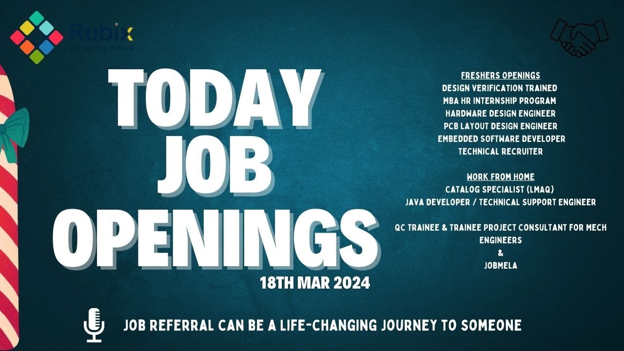 Today Job Openings |Freshers-Design verification, B.Tech-Mech, MBA HR ...