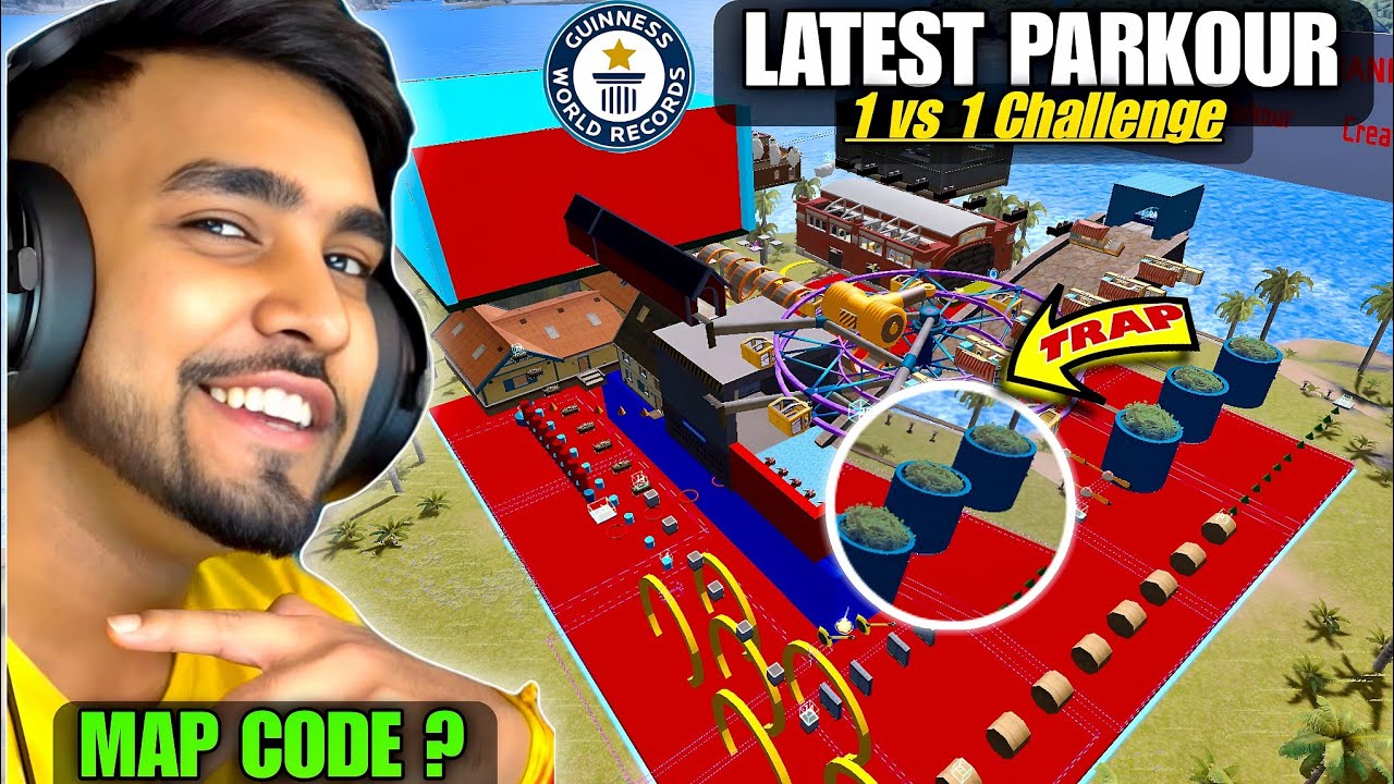 HARDEST PARKOUR MAP CODE IN FREE FIRE 🔥 || 1 vs 1 HARDEST PARKOUR ...
