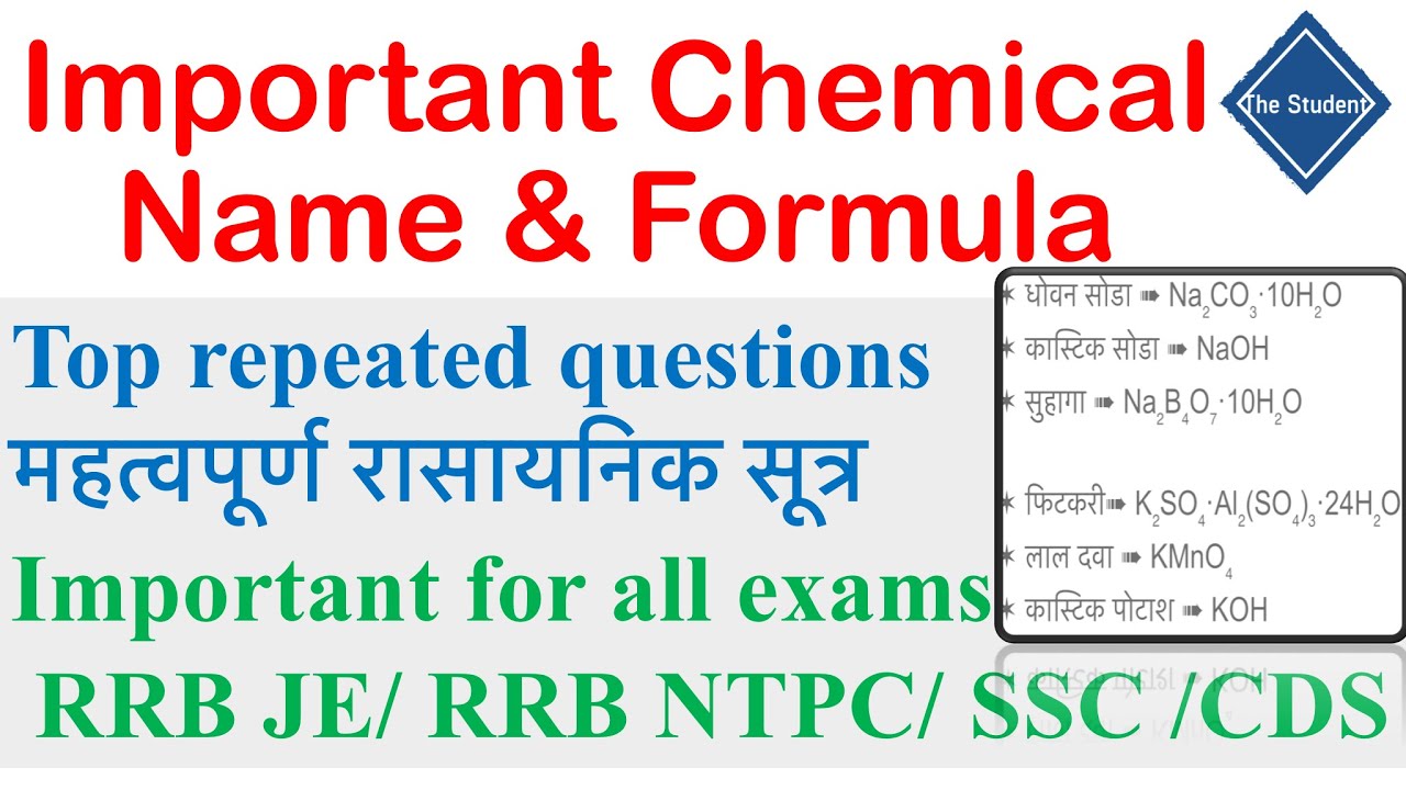 Important chemical name and chemical formula/ chemical formula से ...