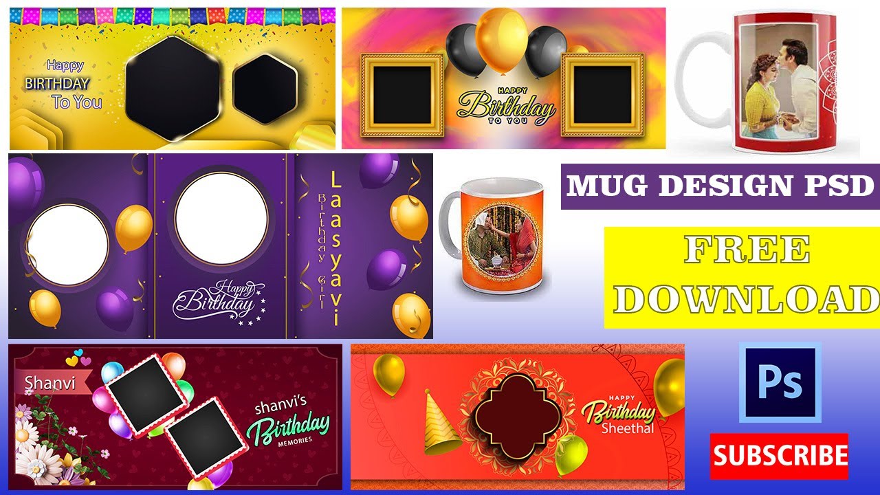 Photo Mug Design PSD File l Free Download l Anniversary & Birthday Mug ...