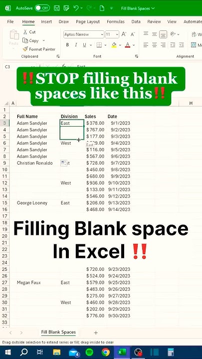 Filling Blank Spaces in Excel ‼️#shorts #excel #computer #exceltips - YouTube