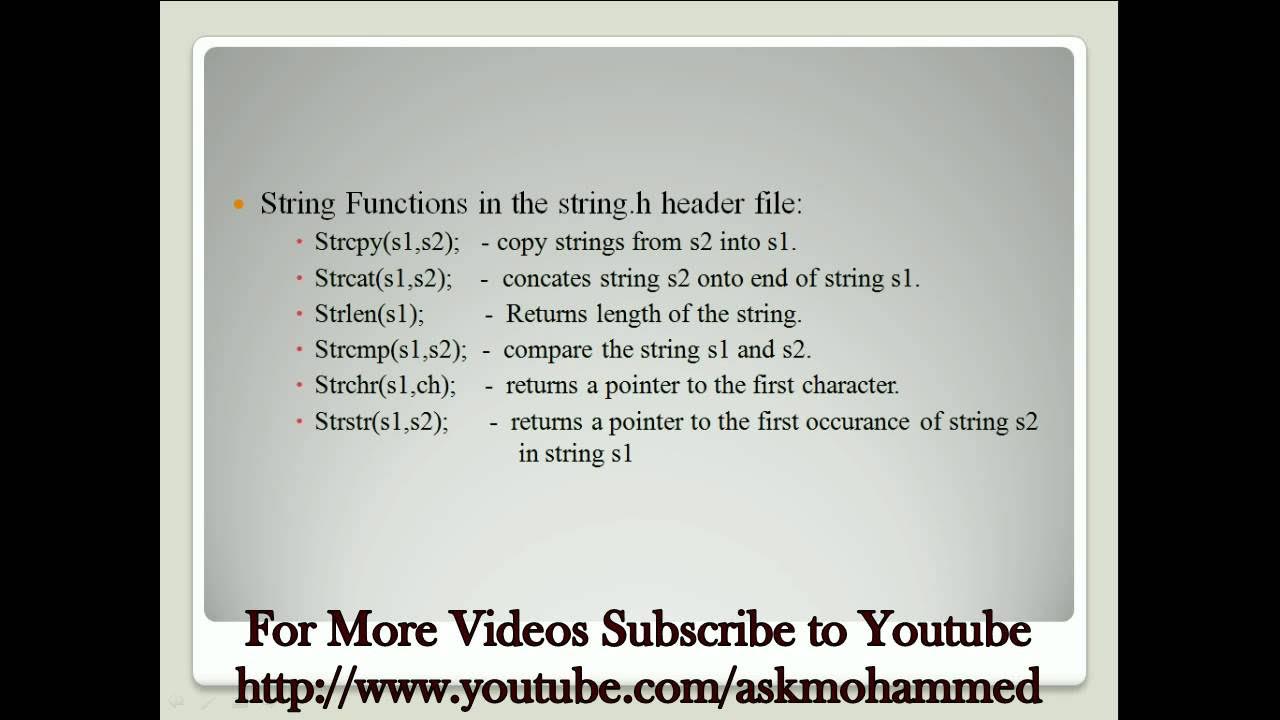 Strings in C Tutorials(lect 17) - YouTube