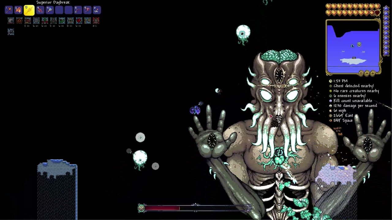 Terraria Master mode Moon lord boss Fight/tutorial - YouTube