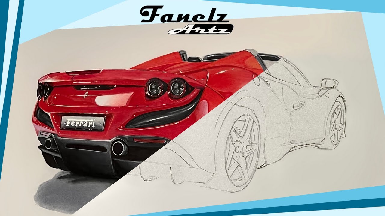 How to draw - 2023 Ferrari F8 Spider (Step by step) - YouTube