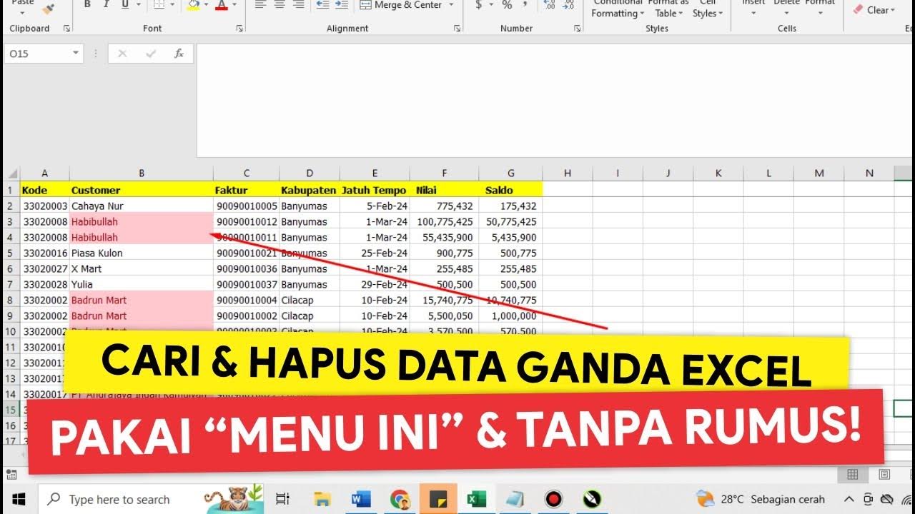 TANPA RUMUS, LENGKAP! Cara Mencari Data Ganda di Microsoft Excel - YouTube