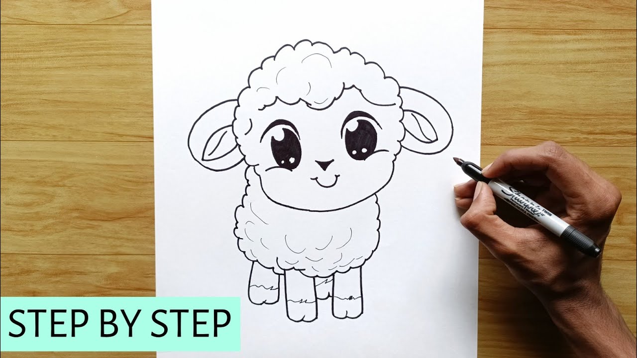 How to Draw a Sheep Step by Step | Sheep Drawing | Sketch Drawing ...