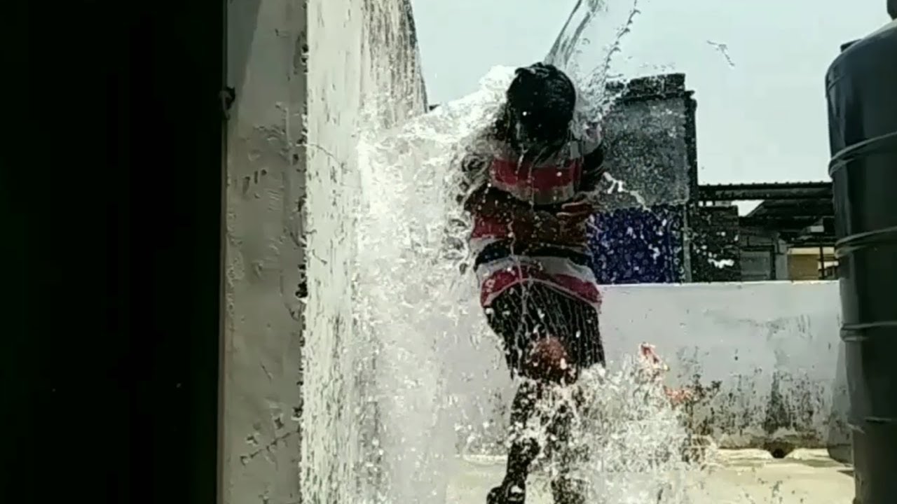 Water Bucket Over Head | Funny Slow Motion Video | Reverse Video | Om's ...