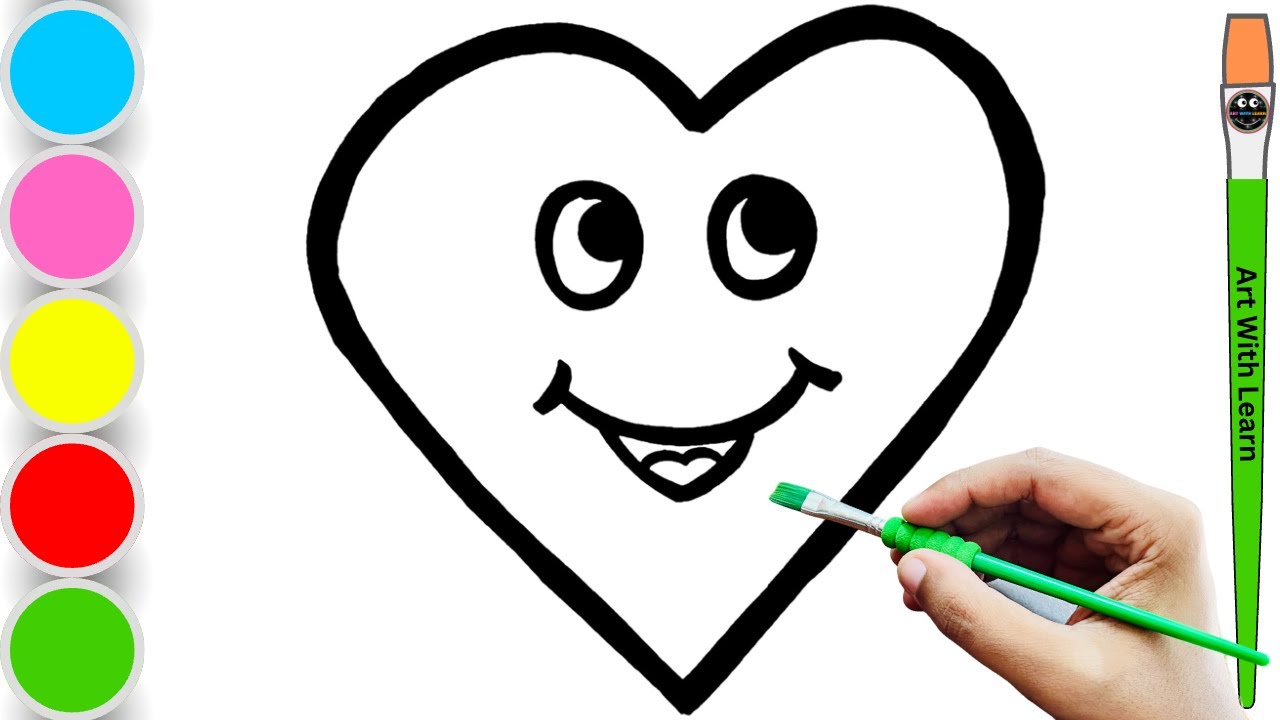 Rainbow Heart Coloring and Drawing for Kids and Toddlers || Drawing ...