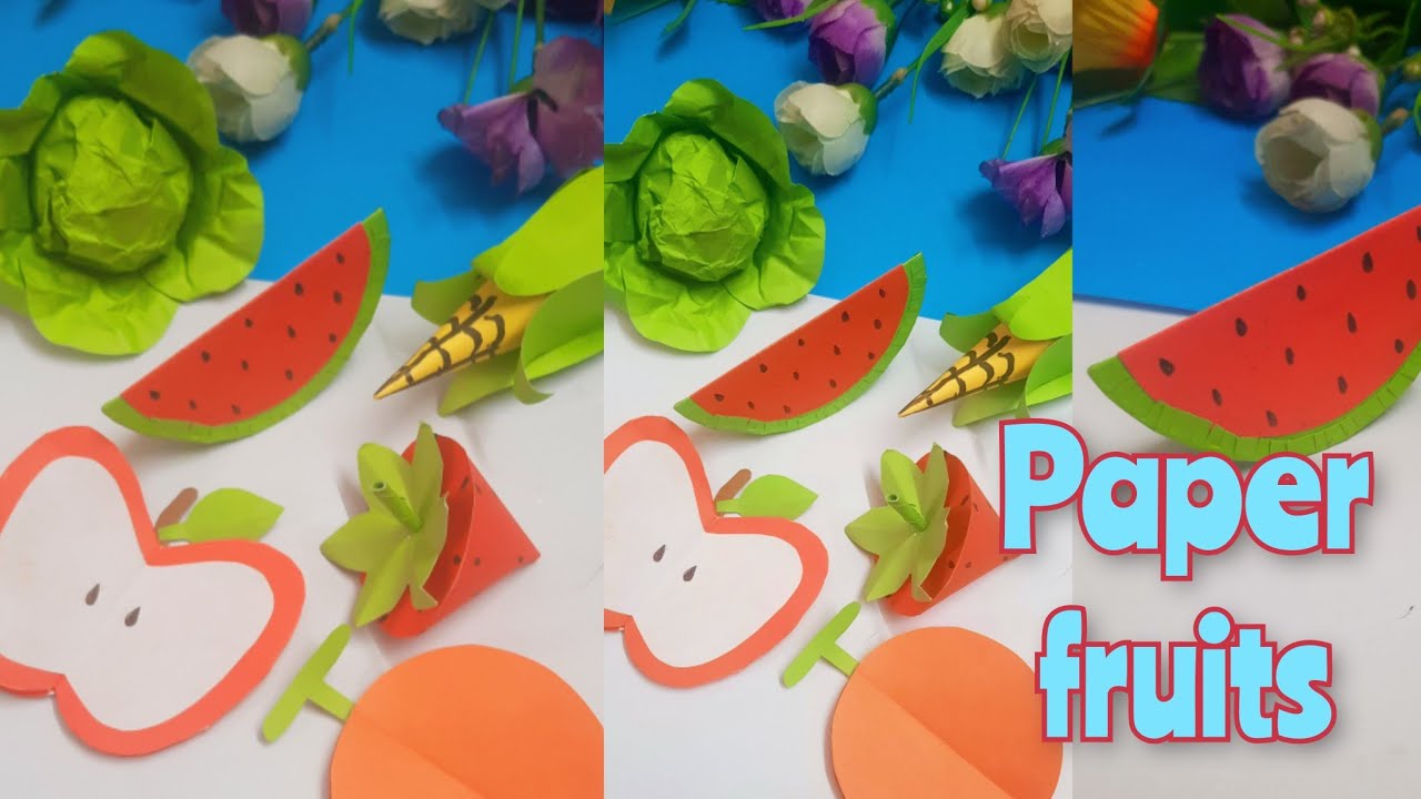 How to make easy paper Fruits. Paper fruits making. Paper Water Melon ...