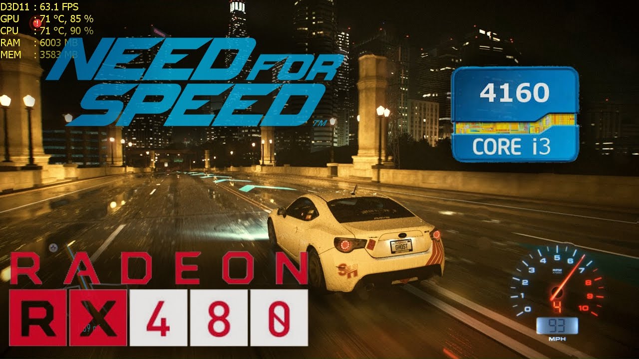 Need For Speed 2016 | RX 480 + i3 4160 | Ultra Settings 1080p - YouTube