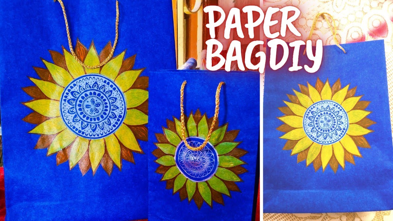 Paper bag making at home from colour paper || School project easy paper ...