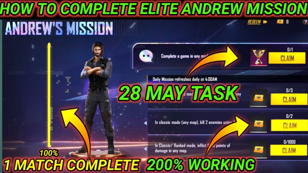 How To Complete All Elite Andrew Mission Full details | Free fire elite ...