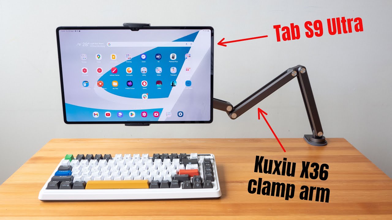 Kuxiu X36 clamp arm for big tablets (review), eg Tab S9 Ultra - YouTube