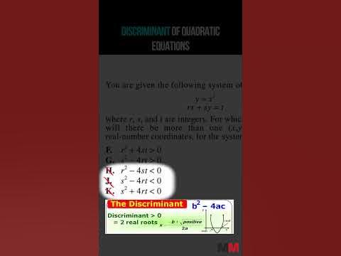Discriminant and Solution to Quadratic Equations ACT SAT Test - YouTube