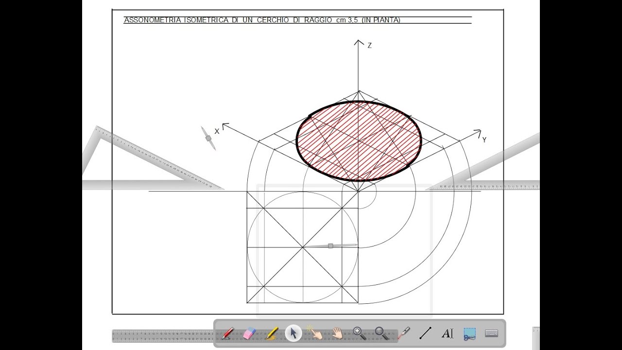 Assonometria isometrica di un cerchio (in pianta) - YouTube