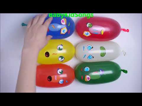 Six face wet balloons - colors water balloons compilation - learning ...