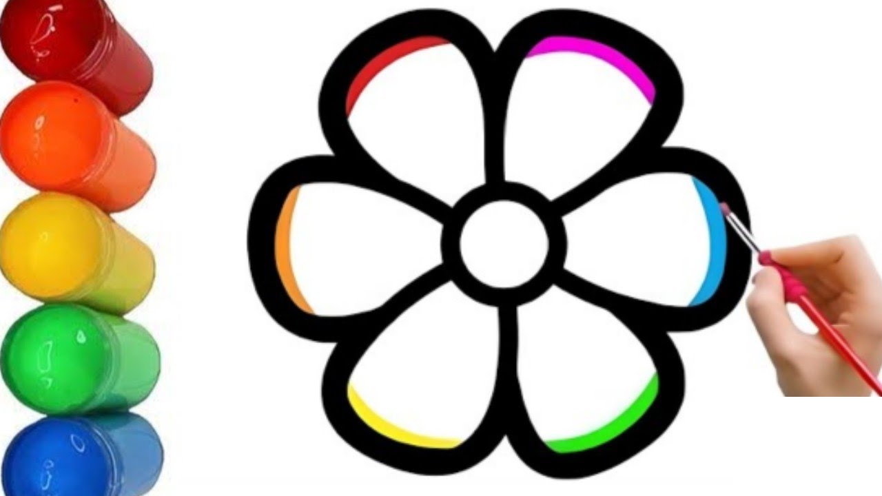 Flower drawing, coloring & painting for kids and toddlers | - YouTube