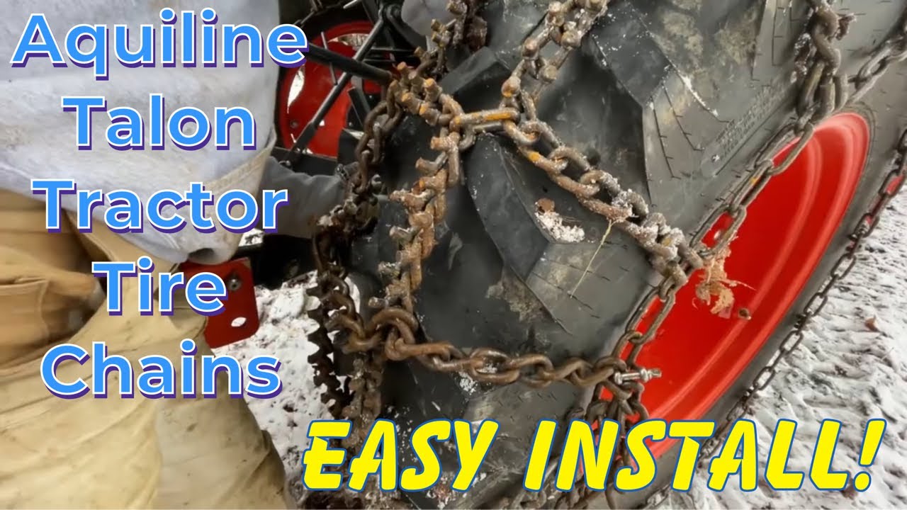 AQUILINE TALON Studded Tractor Tire Chain Install - YouTube