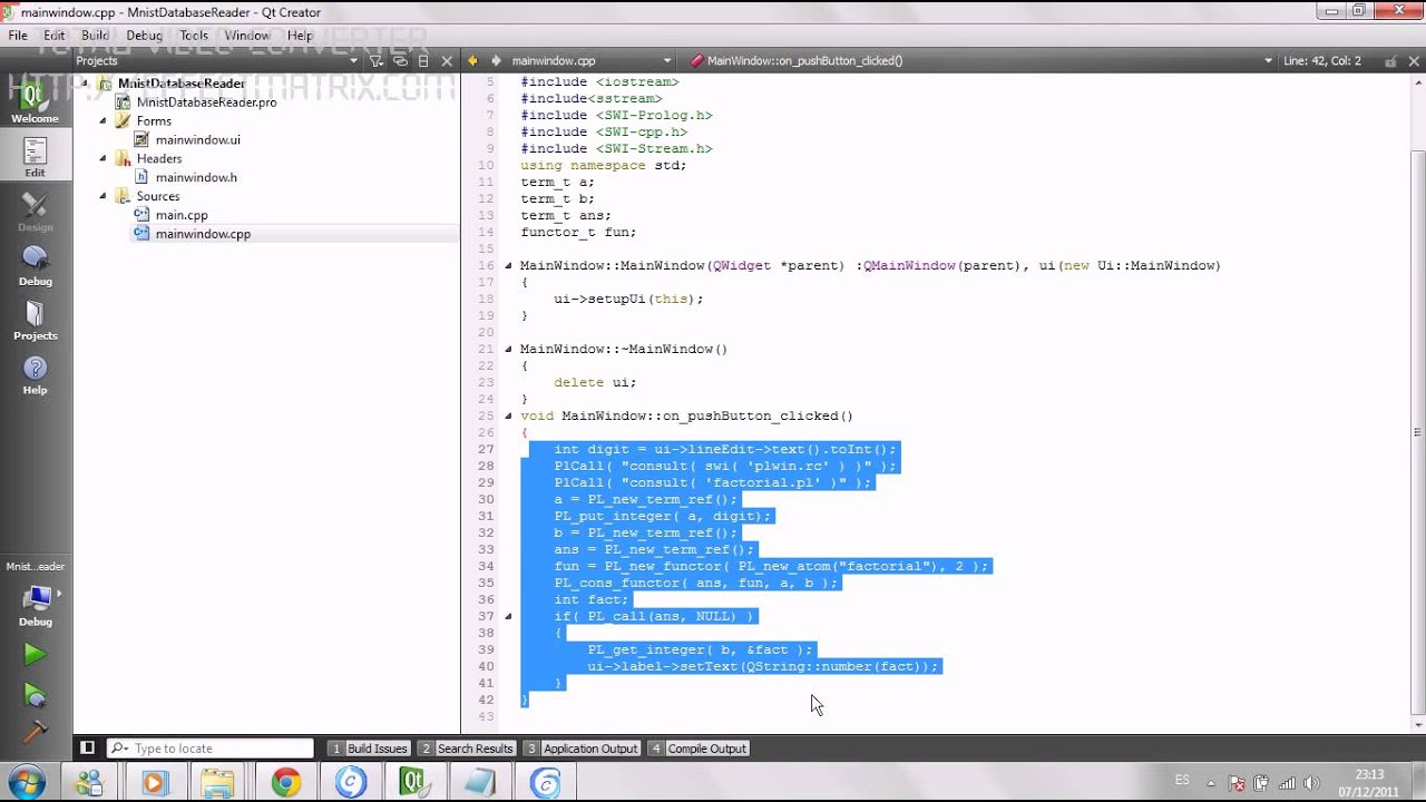 Swi-Prolog with QT Creator C++ interface : IA 2011 - YouTube