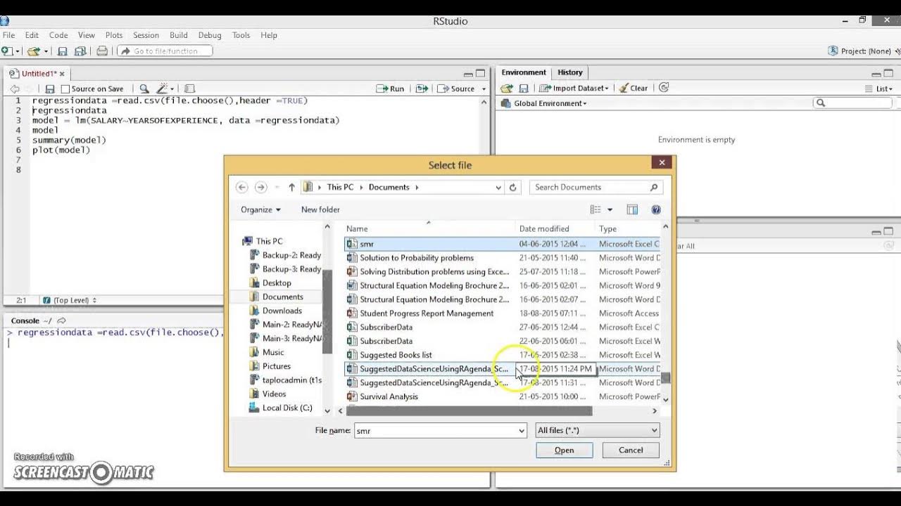 Simple linear regression using R Studio - YouTube