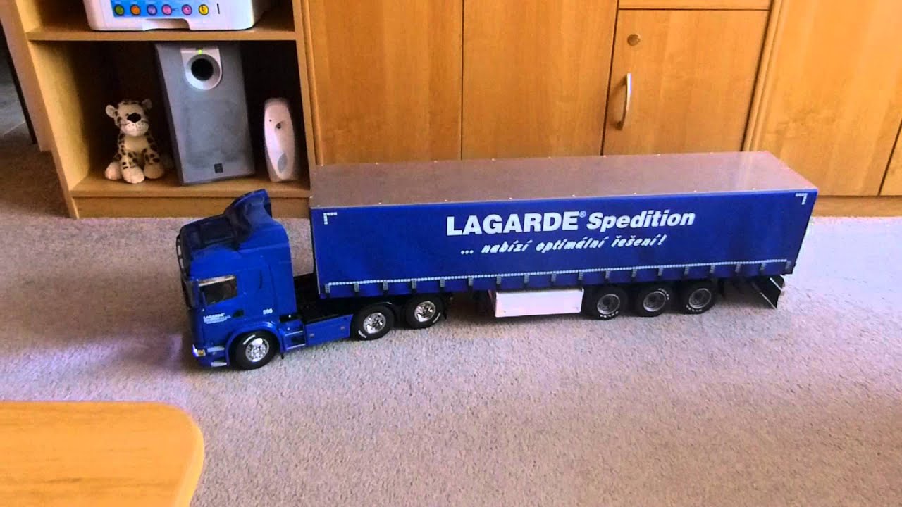 Tamiya Scania R620 Highline + Carson Canvas cover semi-trailer - YouTube