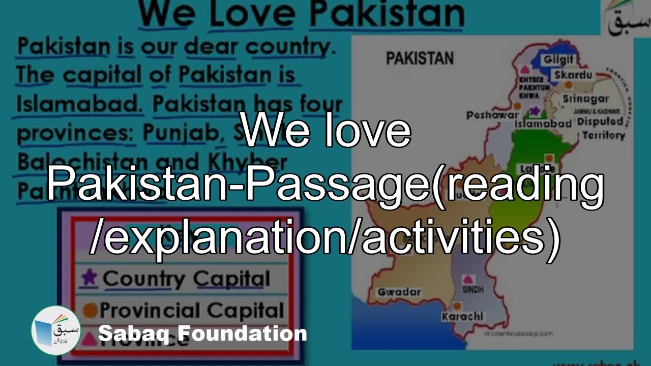 We love Pakistan-Passage(reading /explanation/activities), English ...