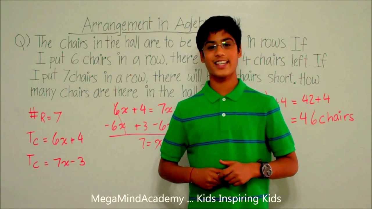 Algebra Word Problem 4 Arrangements - YouTube