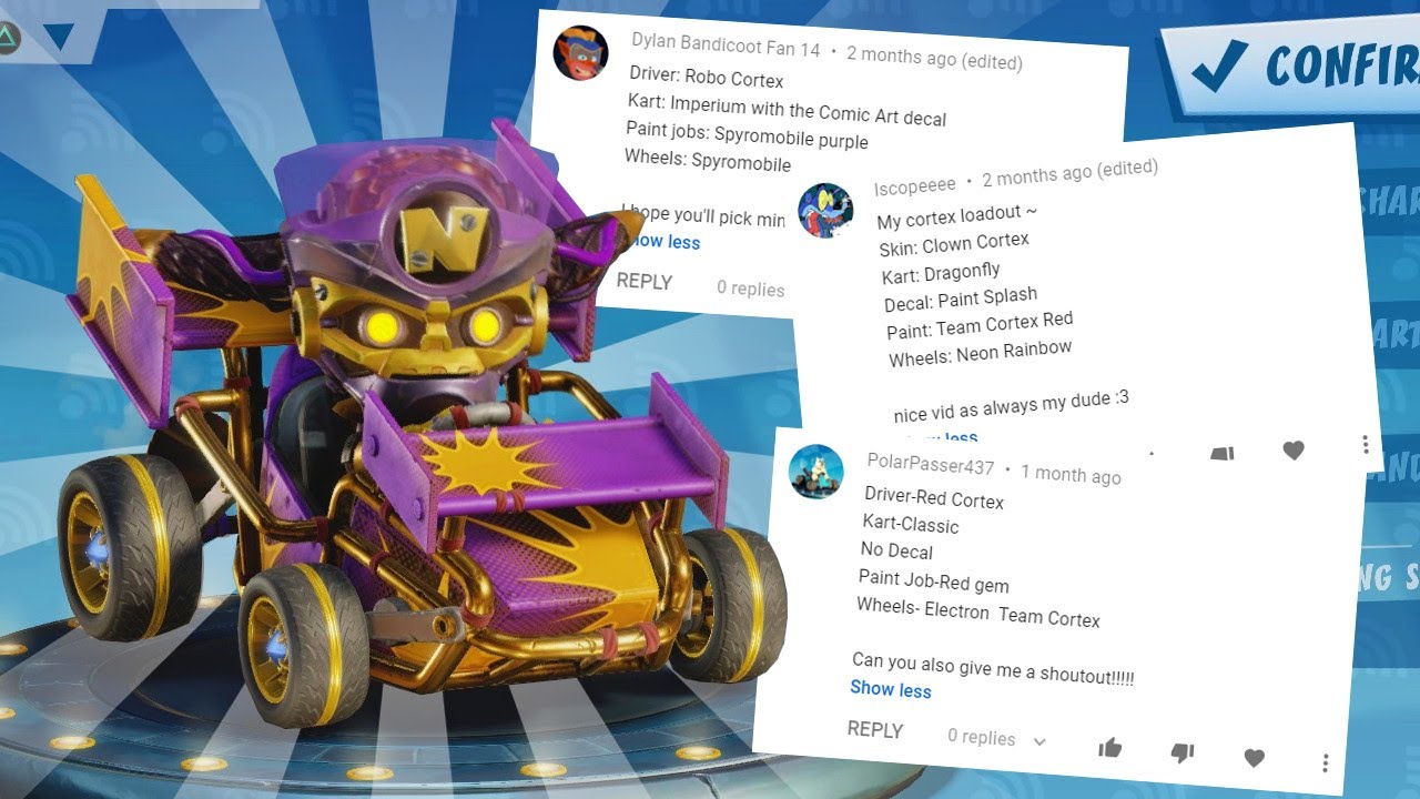 MY SUBSCRIBERS CHOOSE MY LOADOUT (CORTEX EDITION)! | Crash Team Racing ...