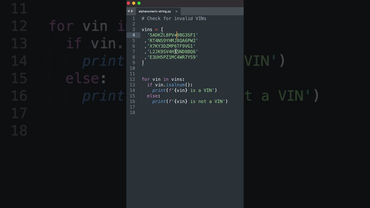 Check If String Is Alphanumeric Python Code One Liner YouTube Check If String Is Alphanumeric Python Code One Liner YouTube
