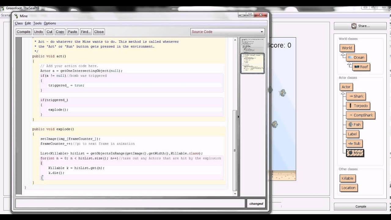 Mr Joyce - Computer Science - Greenfoot Arrays Controlling an Animation - The Mine Class - YouTube