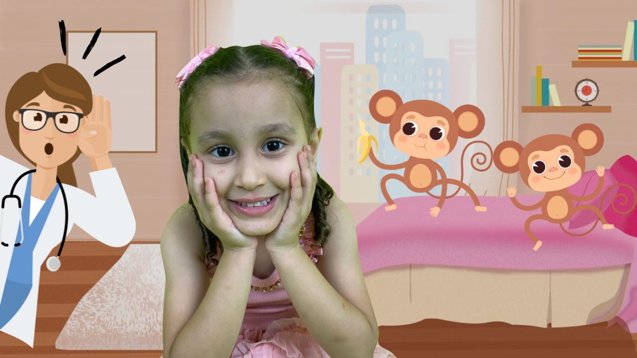 🐵 CINCO PEQUENOS MACACOS PULANDO NA CAMA 🎵 Vídeo Musical Infantil ...