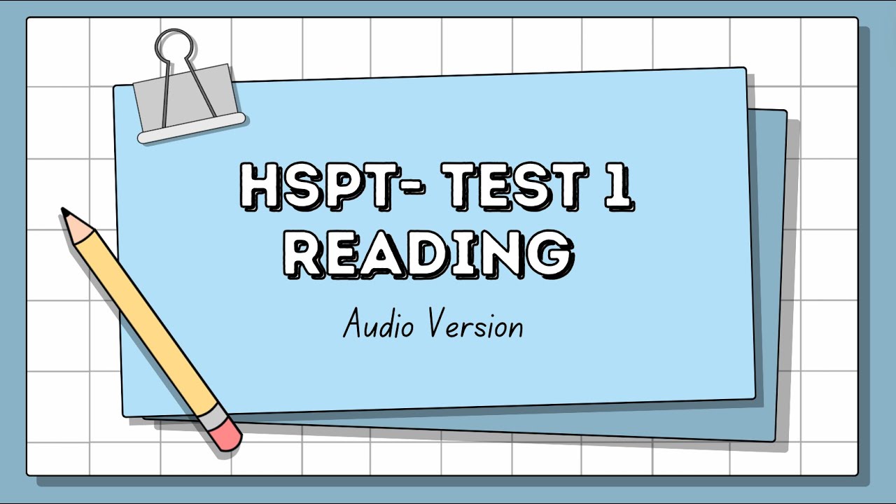 HSPT TEST 1 READING - YouTube